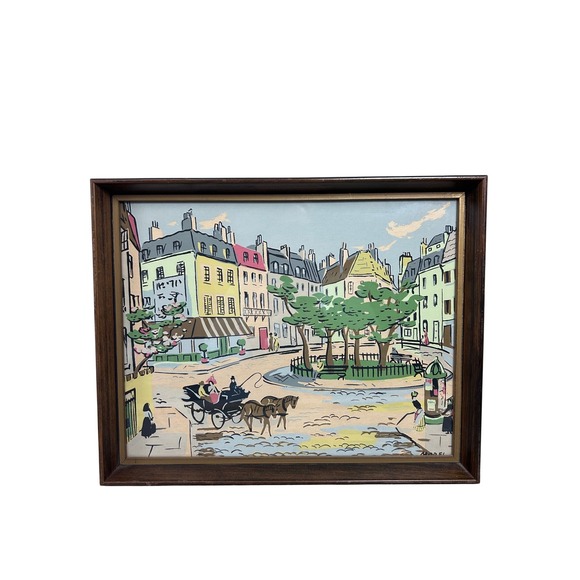 Art | Vintage Modart Cityscape Painting Framed Street Scene 15x12 ...